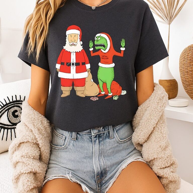 Santa Claus And The Grinch In The Style Of Beavis And Butt Head T-Shirt